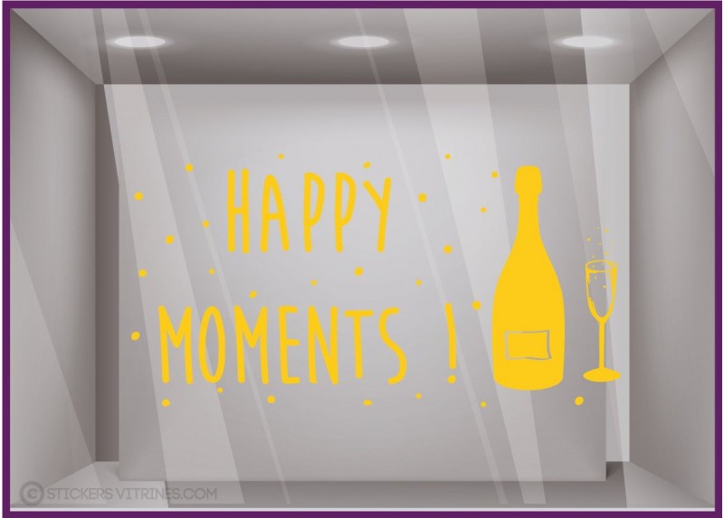 Vitrophanie lettrage pour professionnel Sticker Happy Moments