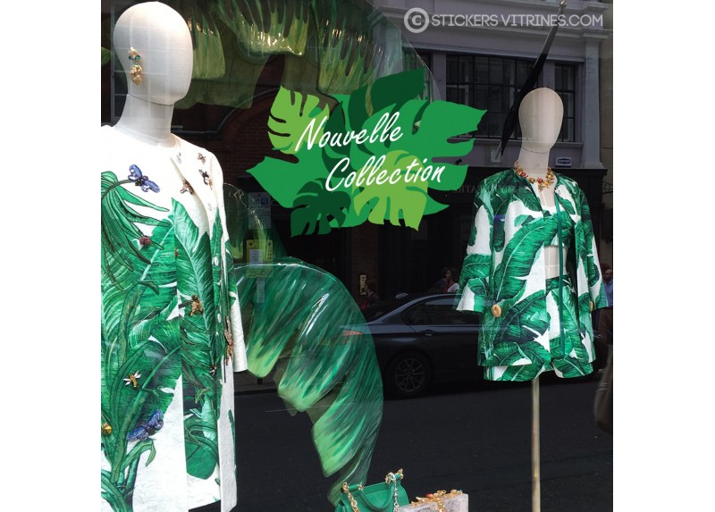 Adhésif Sticker Nouvelle Collection Exotique pour vitrine calicot