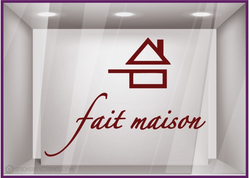 Lettrage vitrine pour restaurant : Sticker Label Fait Maison